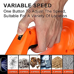 Cordless Leaf Blower, 350 CFM 150 MPH Battery Powered Leaf Blower with 4.0Ah Battery and Charger, 6 Speed Dial, 2 Adjustable Tubes, 21V Battery Leaf Blower for Lawn Care, Yard, Snow Debris and Dust