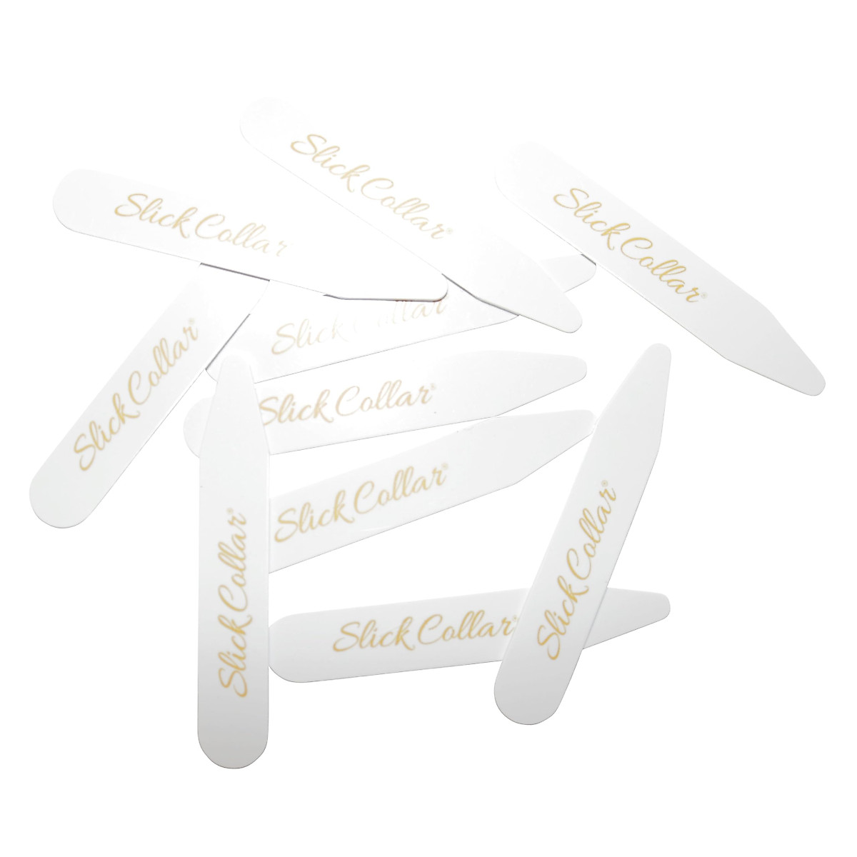 Shirt Collar Support System set with 3 adjustable, 10 premium Collar Stays & a Durable tin Travel EDC Box in White