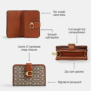 Coach Women's Mini Signature Jacquard Tabby Medium Wallet, B4/Cocoa Burnished Amb, One Size