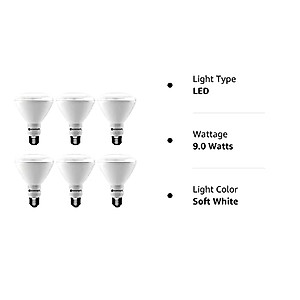 EcoSmart 65W / 65 Watt Replacement (10.5W) LED BR30 Dimmable Soft White (2700K) Medium Base (E26) Energy Star Rated Reflector Lamp for Recessed Can Lights, 6 Pack