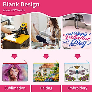 50Pcs Canvas Makeup Bags Bulk, 7.87 x 5.7 Inch Cotton Sublimation Blank DIY Heat Transfer Cosmetic Makeup Bag w/Colorful Zipper for Bridesmaid Makeup Bag Travel Toiletry Pouch Storage, Christmas Craft