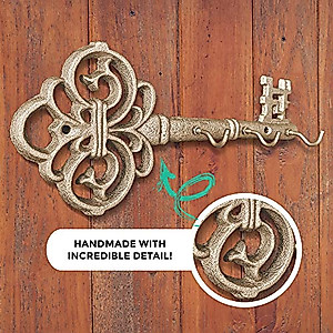 Wallcharmers Large Skeleton Key Wall Hooks | Rustic Vintage Cast Iron Wall Decor