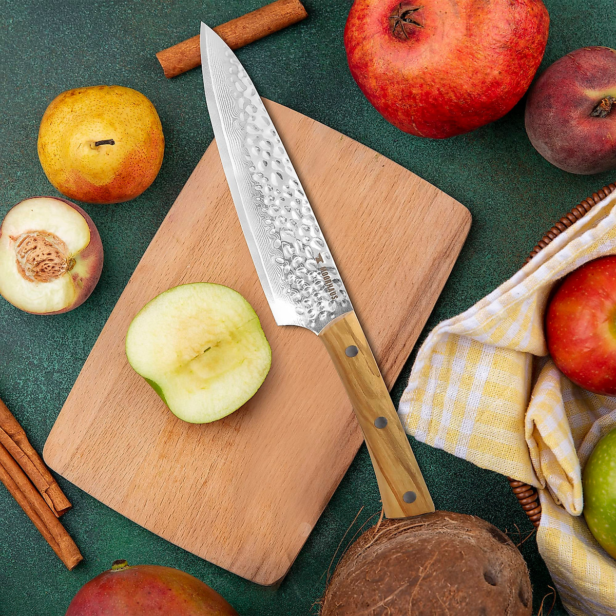 Moorhaus 8" Kitchen Knife, Stainless Damascus Steel 67 Layer - Razor Sharp, Superb Edge Retention, Stain & Corrosion Resistant Chefs Knives