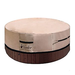 UCEDER Round Waterproof Hot Tub Cover -Outdoor Spa Cover Cap(Actual Size 85''x20'' Fit 83''x 20'') 600D Heavy Duty Polyester Hot Tub Cover Protector(Brown)