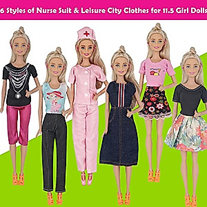 ZTWEDEN 85Pcs Doll Clothes and Accessories for 12 Inch Boy Dolls and Girl Dolls Pet Care Set Includes 25 Wear Clothes Shirt Jeans Suit Shoes Pet Doctor Playset Trolley Backpack for 12'' Boy Girl Doll