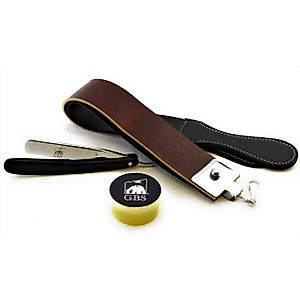 G.B.S Black Wood Finish Scales 5/8in Straight Razor, Shaving Razor with Black Wooden Handle, Includes Sharpening Strop, Paste and Stainless Steel
