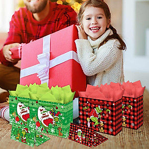 Yizeda 2 Pack Christmas Birthday Bag, Christmas Gift Bags With Tissue Paper, Greeting Cards and Handles Bag for Christmas Birthday Baby Shower Decor