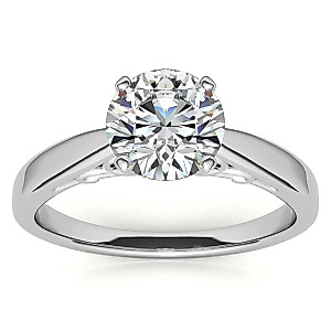 FACETS JEWELS Full White D Color 1.00 Carat Round Cut VVS1 Moissanite Diamond Solitaire ring Engagement And Wedding ring - 925 Sterling Silver Size 6.5