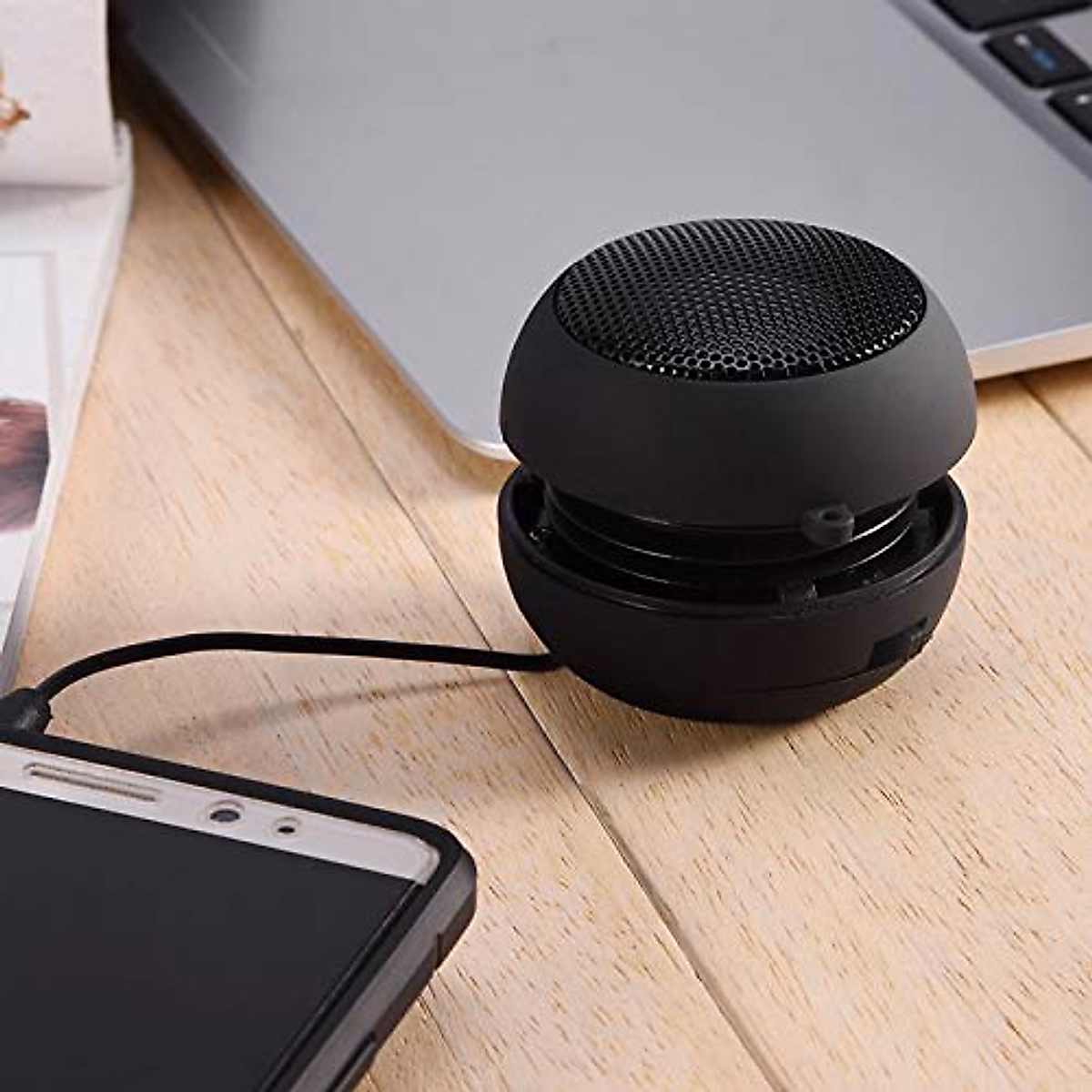 Portable Speaker, Mini USB Speaker with 3.5mm Jack on Bottom for Mobilephone PC Laptop MP3(Black)