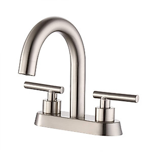 KES 4 Inches Centerset Bathroom Sink Faucet Brushed Nickel Morden Vanity Faucet Brass Construction, Sink Drain Not Included, L4117LFF12-BN