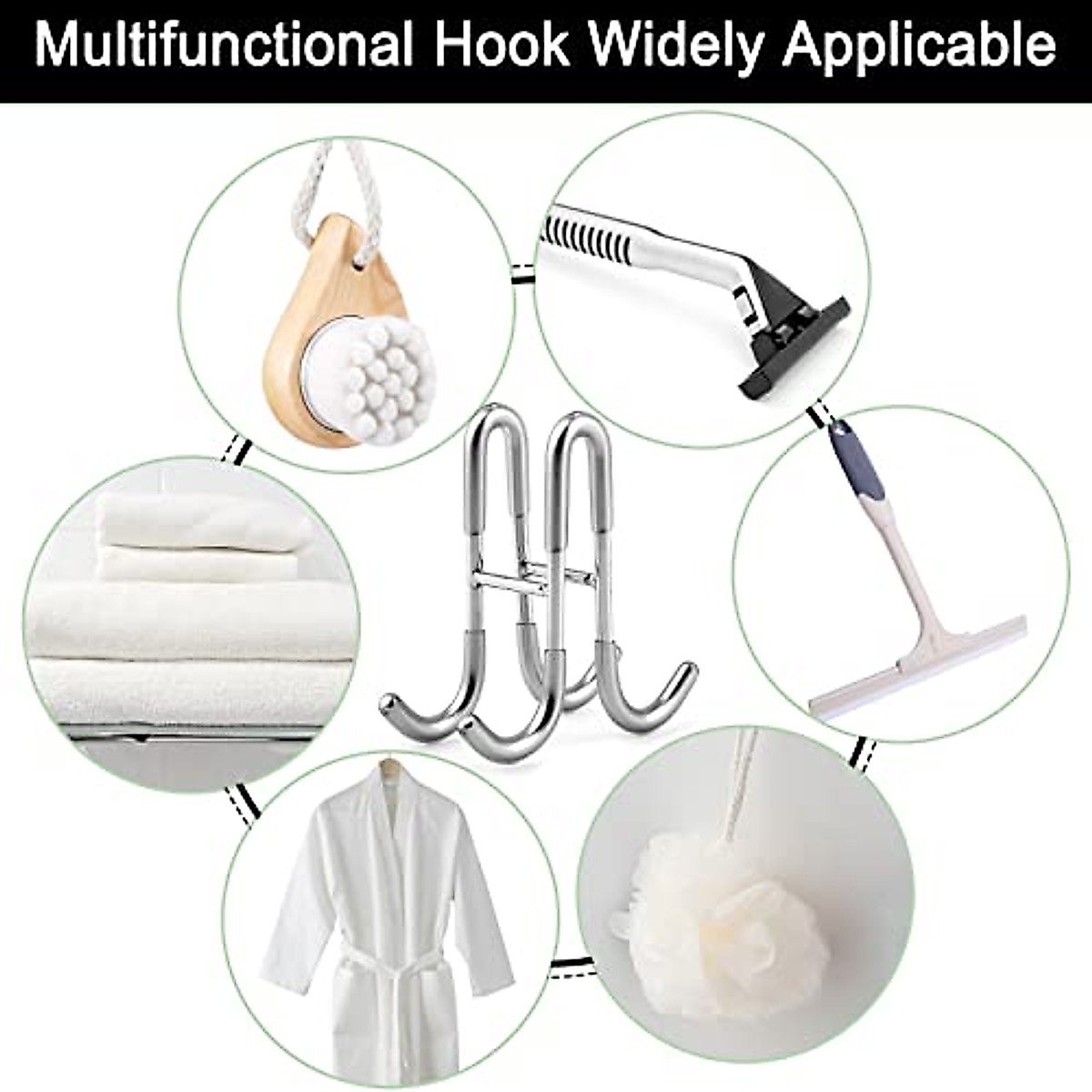 EOFJRUC Shower Door Hooks - 2 Pack Towel Hooks for Bathroom Frameless Glass Shower Door, Stainless Steel Rack Hooks for Hanging Towel, Bathrobe, Squeegee (Silver)