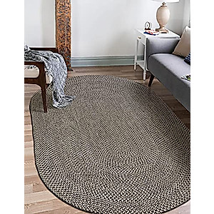 DECOMALL Azure Braided Oval Indoor Outdoor Area Rugs, 4’x6’ Oval Grey