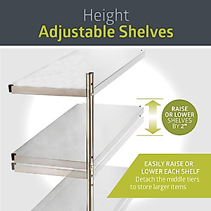 Pearington 4-Tier Commercial Grade Stainless Steel Storage Shelf for Kitchens, Stainless Steel Shelving Unit with 4 Height-Adjustable Shelves, 47" x 18.5" x 60", Silver