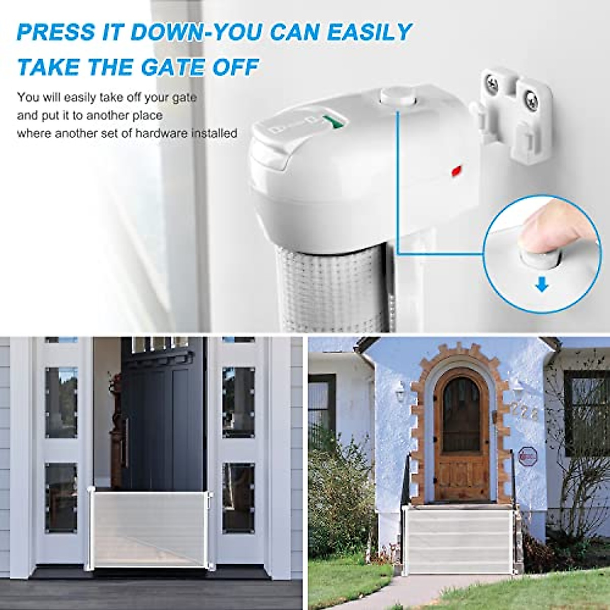 HEELALBABY Retractable Baby Gate for Stair 65" Extra Wide Outdoor Mesh Safety Gate for Dogs or Pets Fabric Indoor Puppy Gates for Doorways