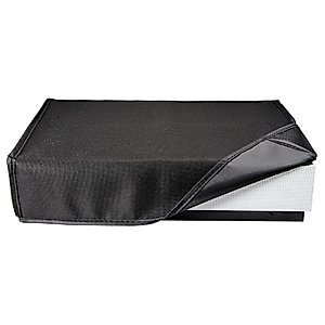 eXtremeRate Black Horizontal Dust Cover for Xbox One S Console Custom Designed Double Layer Soft Neat Lining Waterproof Dustproof Precision Cut Easy Access Cable Port