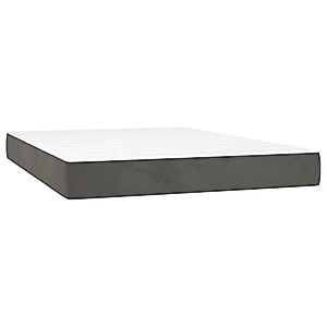 vidaXL Box Spring Bed with Mattress Home Bedroom Mattress Pad Double Bed Frame Base Foam Topper Furniture Dark Gray 53.9"x74.8" Velvet