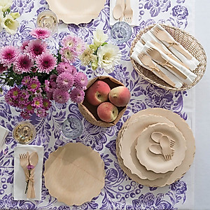 Bambu Pack of 25-9 Inch Disposable Bamboo Plates Fancy, Biodegradable Eco Friendly Products, Bamboo Disposable Plates for Party, Weddings, and Events, Great For Any Occasion, Compostable Plates