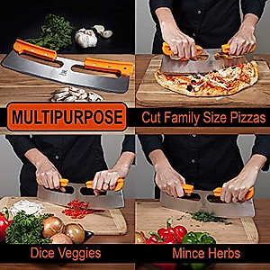 The Original Pizza Cutter Rocker Blade 14 inch. Very Sharp Hardened Stainless-Steel Pizza Slicer with Protective Cover. Safest ABS Plastic Grip Design. Great on All Types of Crusts, Flatbreads & Pies