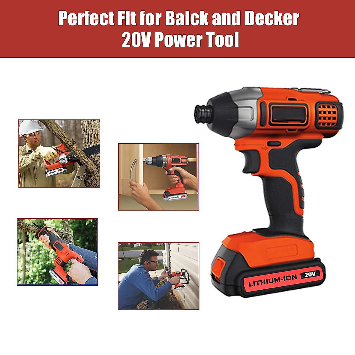 2Pack 20 Volt 3800mAh Replacement for Black and Decker 20V Battery Lithium MAX LBXR20 LB20 LBX20