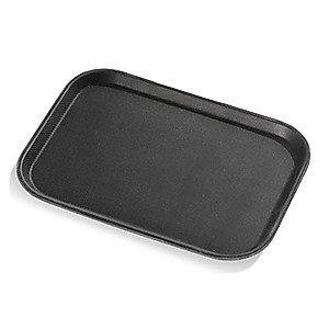 New Star Foodservice 24852 Restaurant Grade Non-Slip Tray, Plastic, Rubber Lined, Rectangular, 10-Inch x 14-Inch, Black