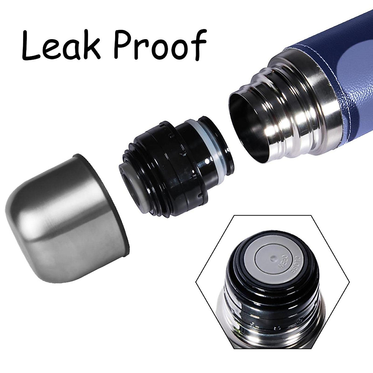 Stainless Steel Leather Vacuum Insulated Mug Seaweed Thermos Water Bottle for Hot and Cold Drinks Kids Adults 16 Oz