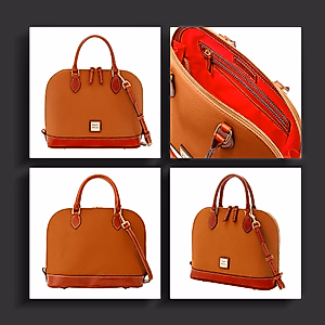 Dooney & Bourke Women's Zip Zip Satchel in Pebble Grain Leather, Large Handbag with Adjustable & Detachable Shoulder Strap, Sky Blue