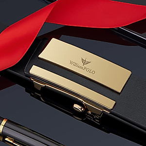 VANNANBA Belt Men Leather Ratchet Business Casual, Dress Slide Belt for men Automatic Buckle，with Gift Box