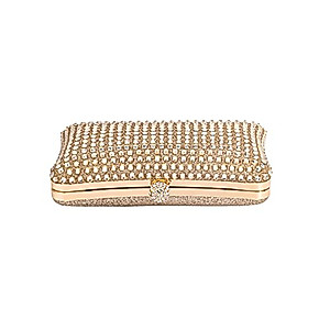 Mulian LilY Gold Evening Bags For Women Glitter Crystal Rhinestones Clutch Purse With Detachable Chain Strap M261