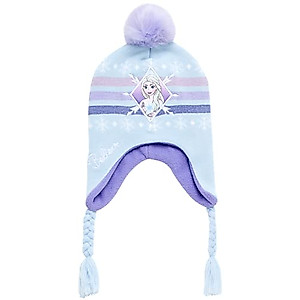 Disney Girls’ Winter Set: Ear Flap Beanie Hat, Gloves or Mittens: Elsa, Anna, Princess (Age: 2-7), Size Age 4-7, Blue Glove