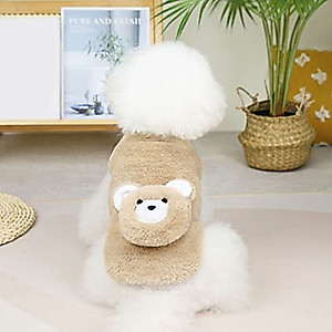 Dog Clothes for Small Dogs,Kawaii Dog Sweaters with Bear Decor and Sleeveless Design for Small Dogs Girl and Boy,Puppy Clothes Soft Warm for Winter,Autumn Khaki M