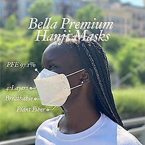 [Made in Korea] Bella Premium Hanji Mask: Filter Efficiency ≥ 97%, 4-Layer Breathable Quality 3D Mask with Adjustable Nose Strip (30, Light Beige)