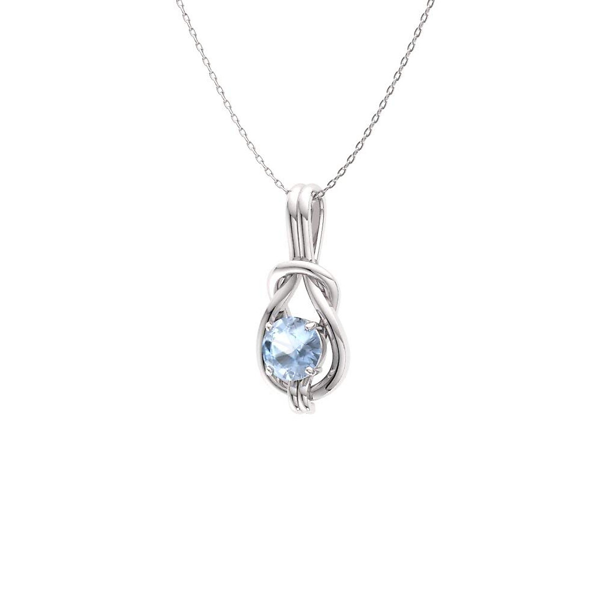 Diamondere Natural and Certified Aquamarine Infinity Knot Solitaire Necklace in Sterling Silver | 0.37 Carat Pendant with Chain