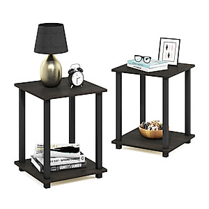 Furinno Simplistic Set of 2 End Table, Espresso/Black
