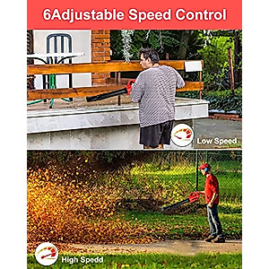 Vpment 460CFM 117MPH 18V Electric Cordless Leaf Blower-6 Adjustable Speeds，4.0 Ah Battery（Charger Included）