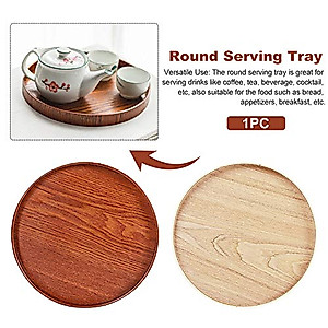 Wooden Serving Tray,Round Wood Plate Platter Catchall Tray Cheese Plates Coffee Tea Serving Tray Fruit Platters Party Dinner Plates Sour Candy Tray Wood Natural Round Serving Tray