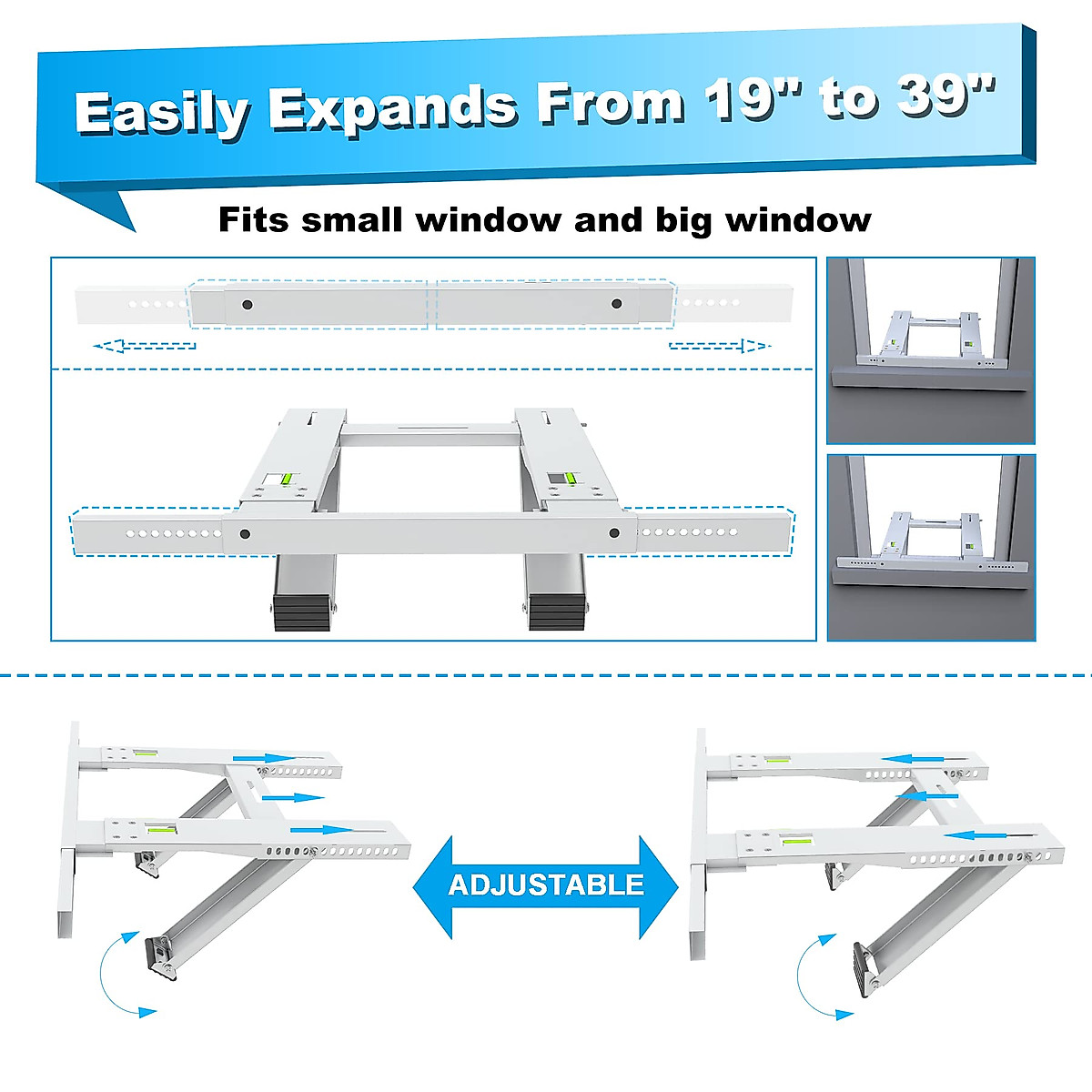 Air Jade Window Air Conditioner Bracket, Drill-Less Window AC Support Heavy Duty, Easy Installation No Drilling Required, Up to 200 lbs