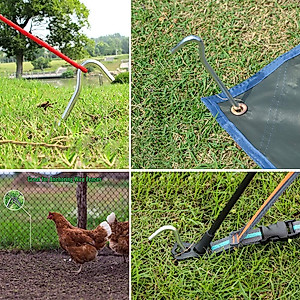 OK5STAR 9 Inch Galvanized Tent Stakes Metal Tent Pegs, Heavy Duty Steel Yard Camping Stakes Tarp Hooks Inflatables Outdoor Decorations, 25 Pack