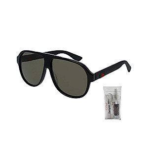 Gucci GG0009S 001 59M Black/Green Aviator Sunglasses For Men + BUNDLE with Designer iWear Eyewear Kit