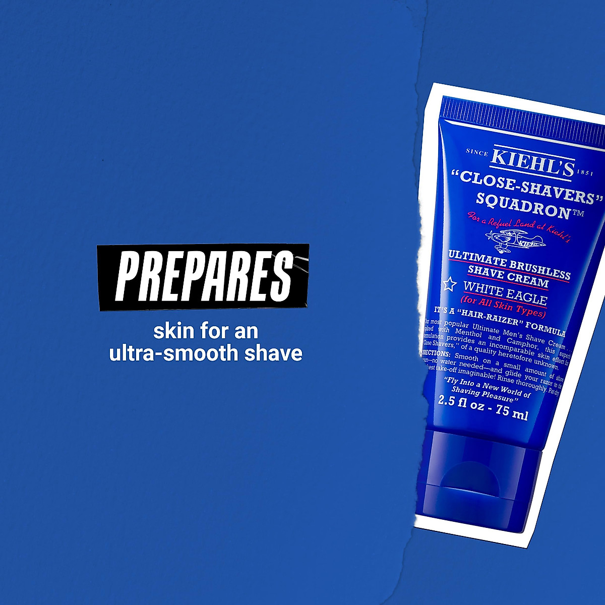 Kiehl's Ultimate Brushless Shave Cream with Menthol White Eagle, for All Skin Types, with Menthol & Camphor, Instant Refreshing & Cooling Effect, Minimizes Irritation - 5 fl oz