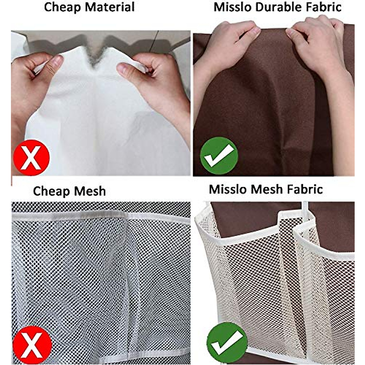 MISSLO Heavy Duty Organizer for Narrow Door with 12 Mesh Pockets (Brown)
