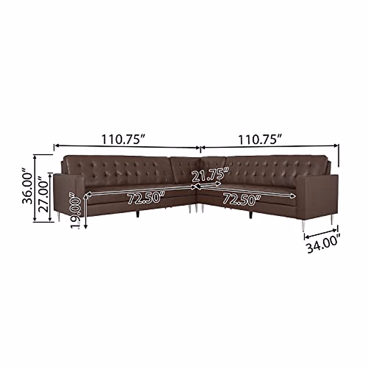 Christopher Knight Home Gebo Sofas, Dark Brown + Chrome