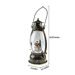 Clever Creations Musical Christmas Snow Globe Lantern, Lighted LED Swirling Glitter Water Lantern Home Decoration, Battery Operated, Dog