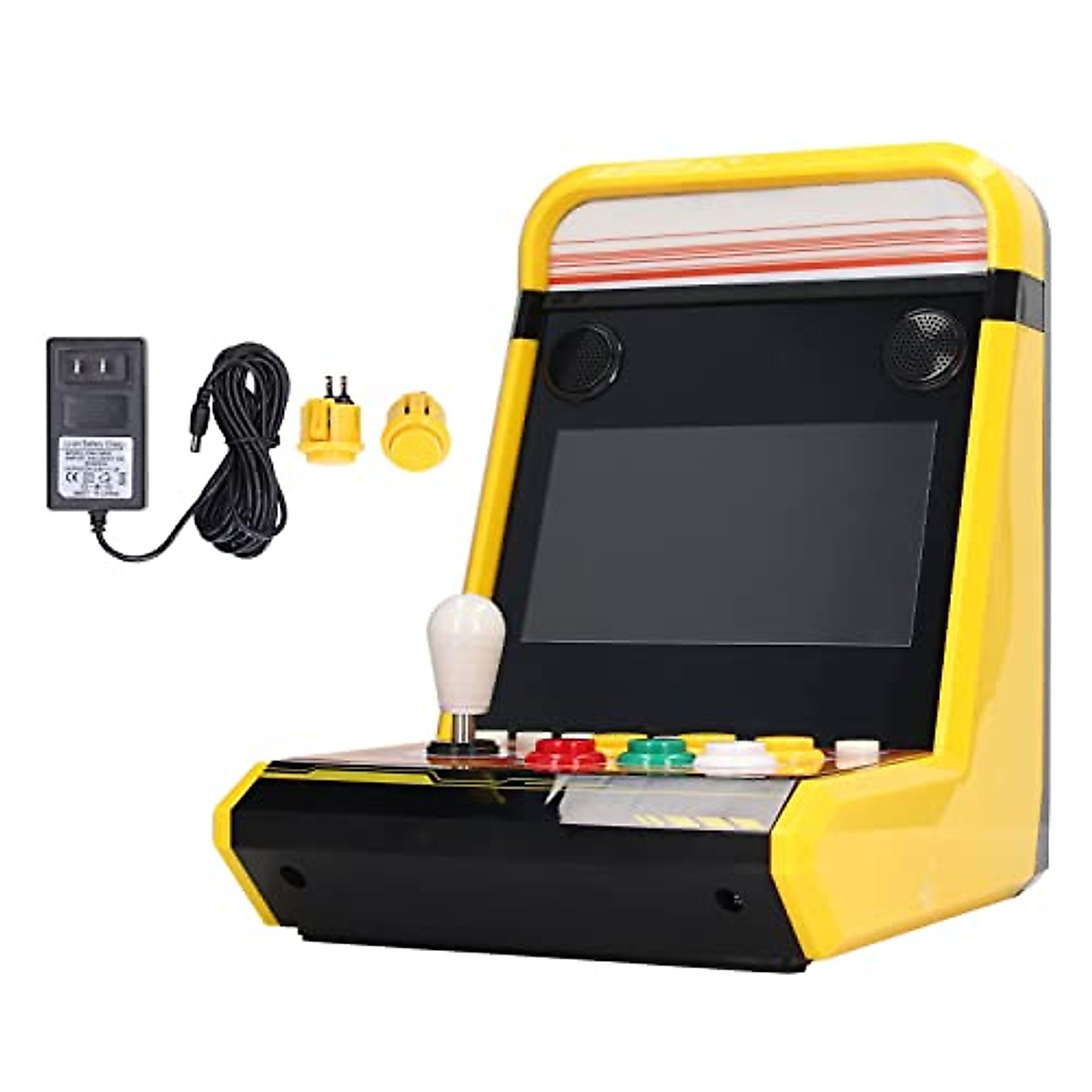 Mini Rocker Game Machine, Joystick Control Game Machine 7 Inch All in One US Plug 100‑240V Portable for Game Room (Yellow)