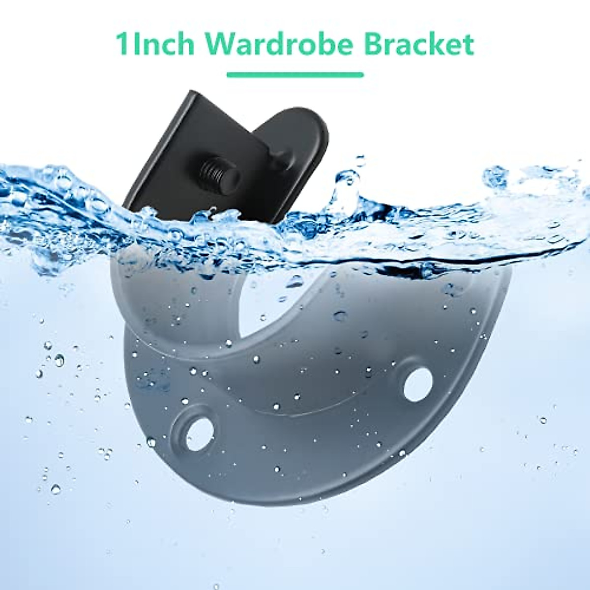 Suiwotin 2 Packs Stainless Steel Closet Rod End Supports 1 Inch Wardrobe Bracket Heavy Duty Closet Pole Sockets Flange Rod Holder, U-Shaped with Screws, Black