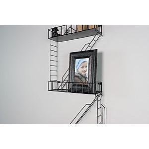 Creekview Home Emporium Mini Fire Escape Shelf 4 Tier - Living Room Decor Wall Mounted Shelves - Modern City Apartment Fire Escape Wall Shelf Unit for Action Figures, Books, Collectibles, Plants