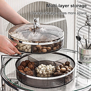 Snack Serving Tray, Dry Fruit Snack Relish Tray with Lid, 5 Compartments Snack Trays for Party, Plastic Appetizer Tray, for Dried Fruits, Nuts, Candies, Sweet Cookies and Fruits