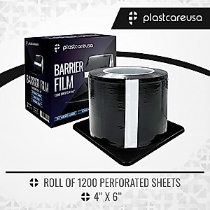 Black Barrier Film Roll 4"x6" - Protective Dental Barrier Film for Dental, Medical, Tattoo - Perforated Adhesive Barrier Tape Sheets (1 Box of 1200 Sheets) by PlastCare USA