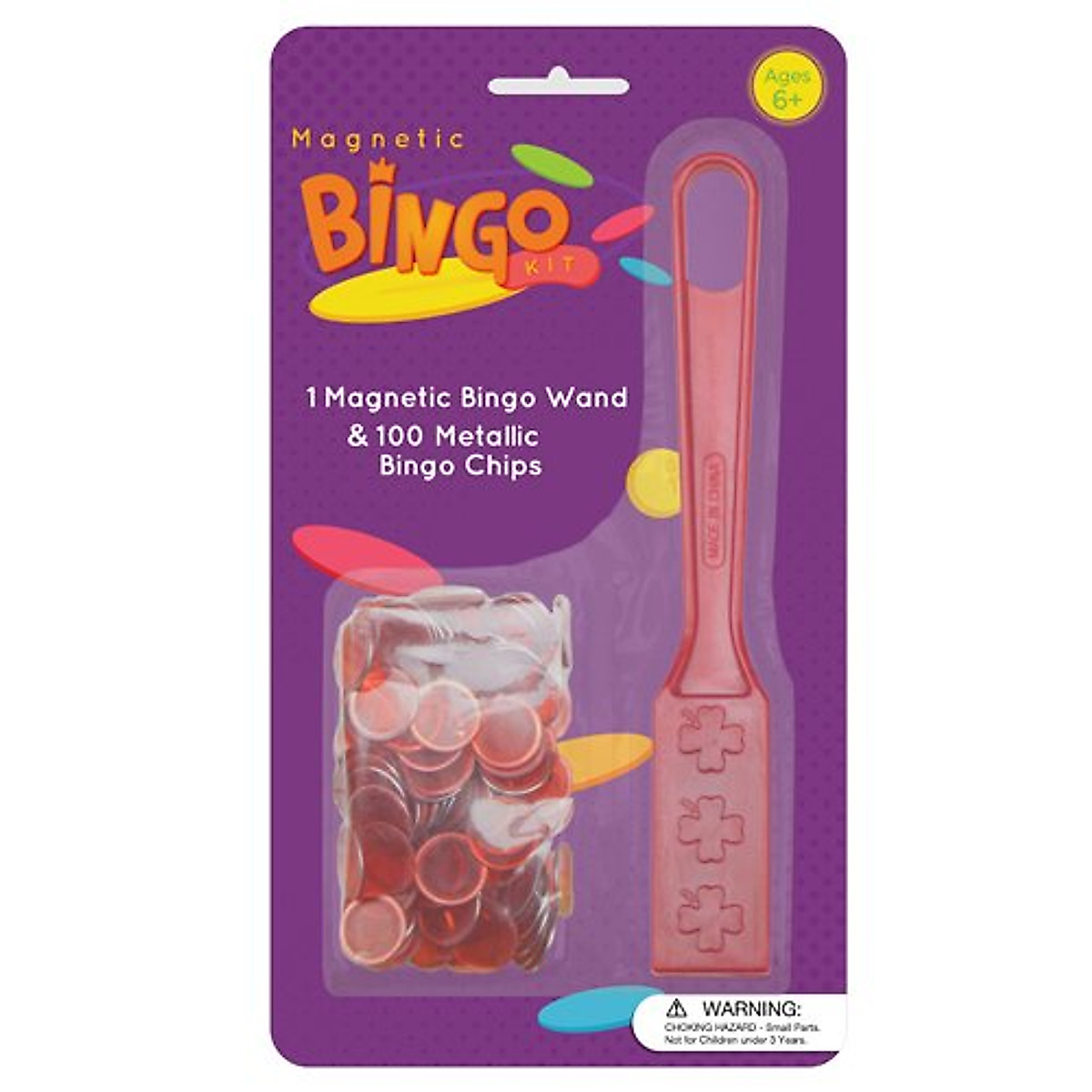Magnetic Bingo Wand with 100 Metallic Bingo Chips - Choose from 4 Colors!