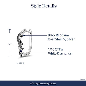 Jewelili Enchanted Disney Fine Jewelry Maleficent Diamond Earrings in Sterling with Black Rhodium and Diamonds 1/10 CTTW