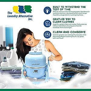 WonderWash Portable Washing Machine for Apartment & Tiny Spaces - Manual Hand Clothes Washer with Retro Design - Clean Laundry Anywhere with Our Countertop, Non-Electric, Small Washer - Mint Green